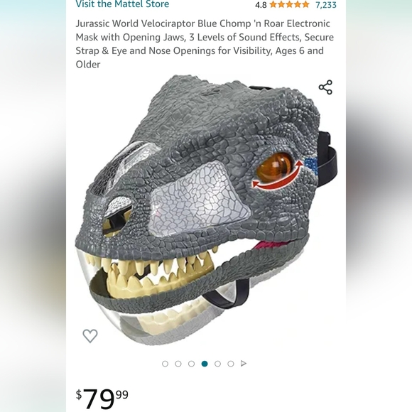 Mattel | Toys | Jurassic World Velociraptor Blue Chomp Mask Used | Poshmark